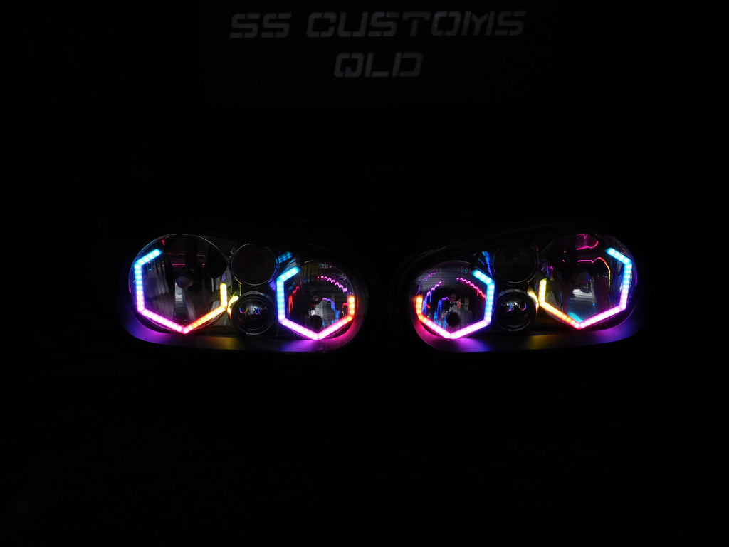 Volkswagen Golf MK4/Jetta diamond Hex Halos Custom LED Headlights – SS ...